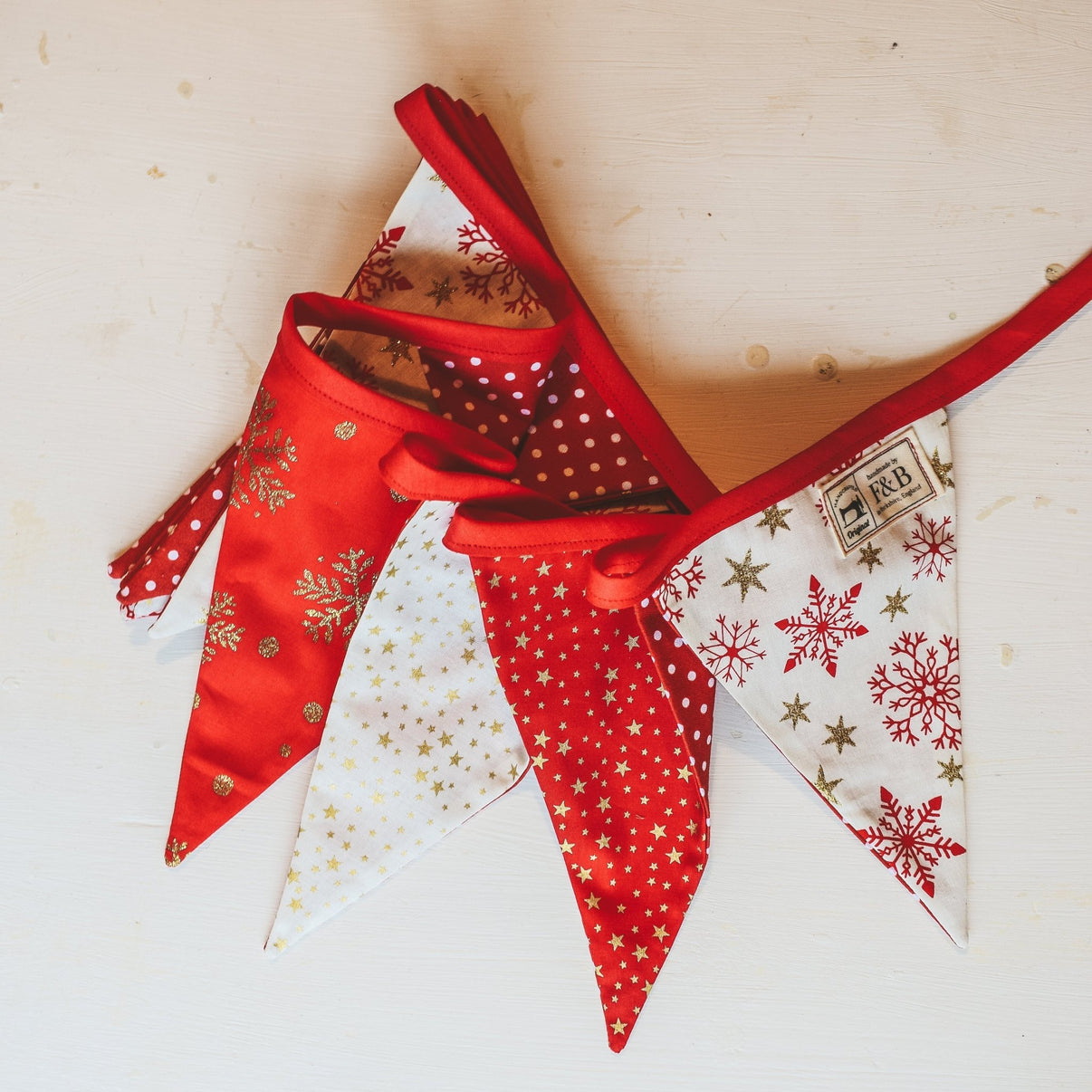 2.5m Red and Gold Handmade Christmas Bunting - F&B Country Christmas ...
